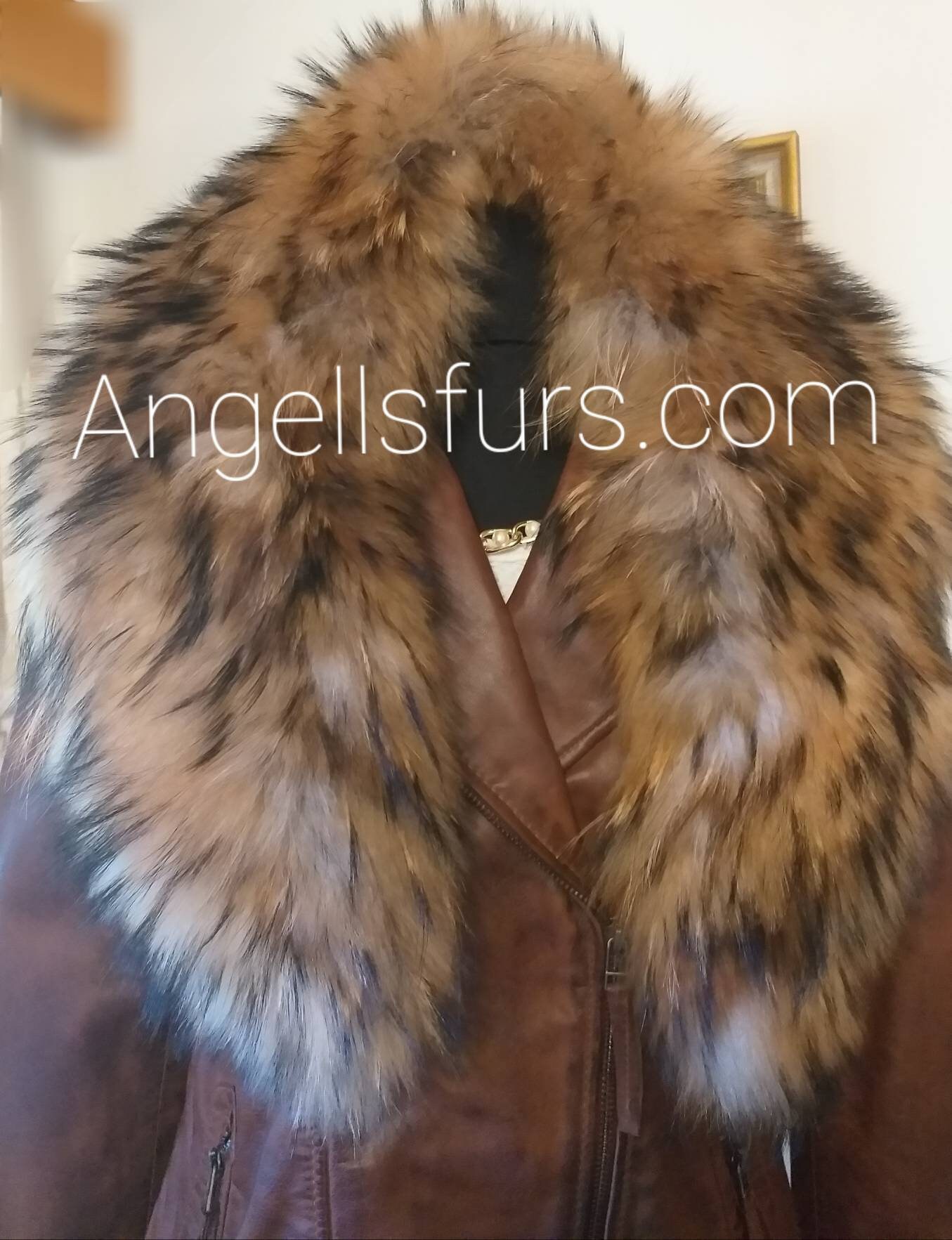 New Natural Real Amazing Long Golden Brown RACCOON Fur collar!