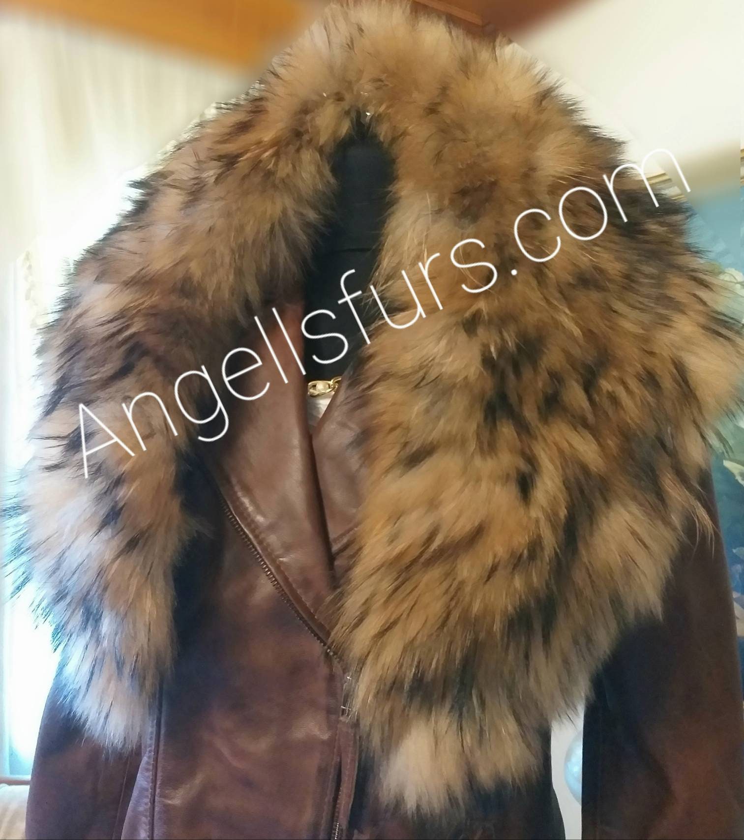 New Natural Real Amazing Long Golden Brown RACCOON Fur collar!