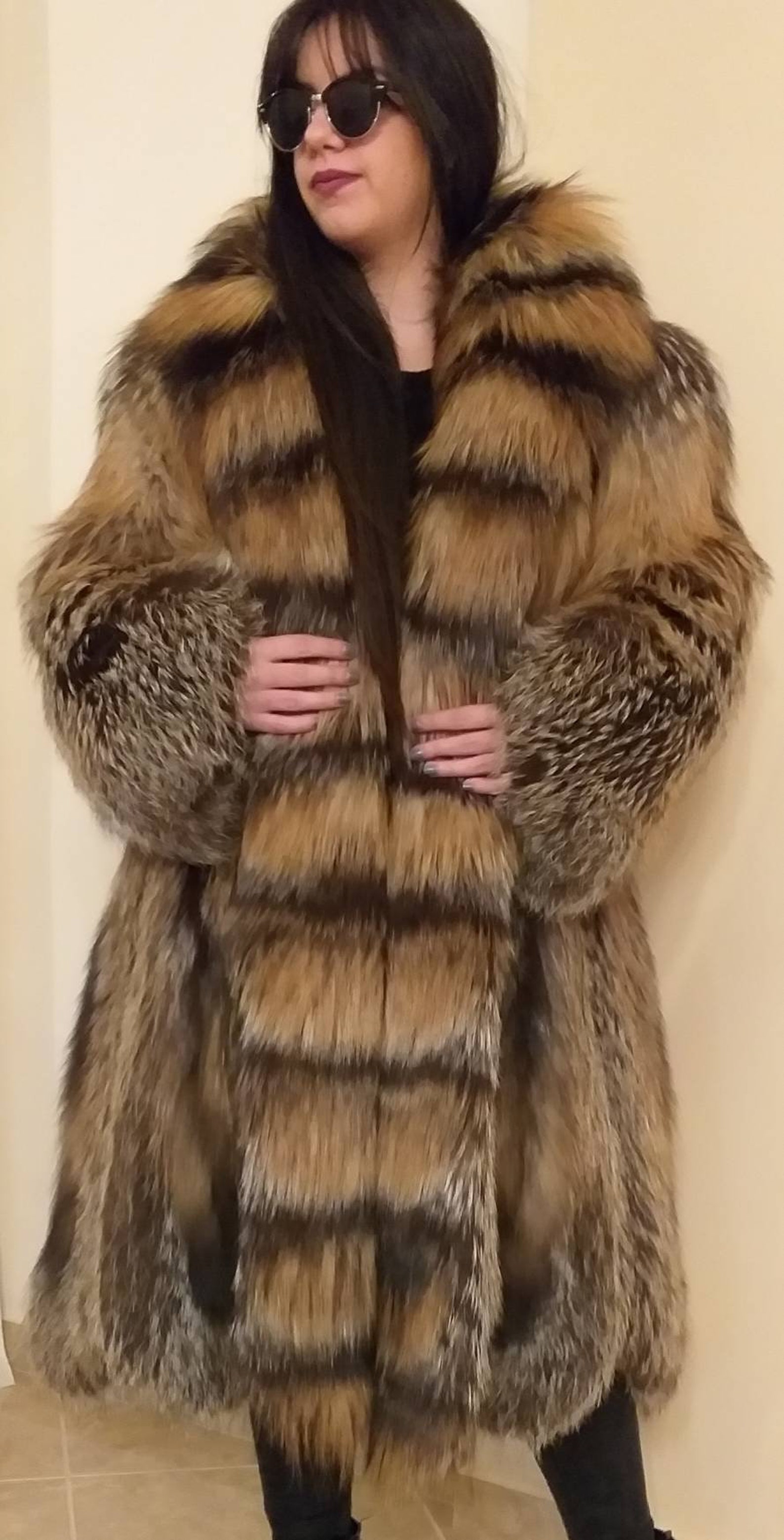 CROSS FOX FUR Coatbrand New Real Natural Genuine Fur - Etsy Canada