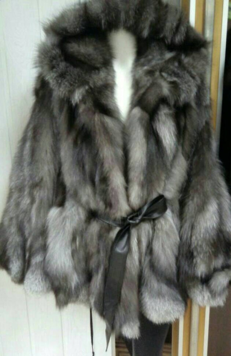 HOODED SILVER FOX Fur Cape!brand New Real Natural Genuine Fur! - Etsy