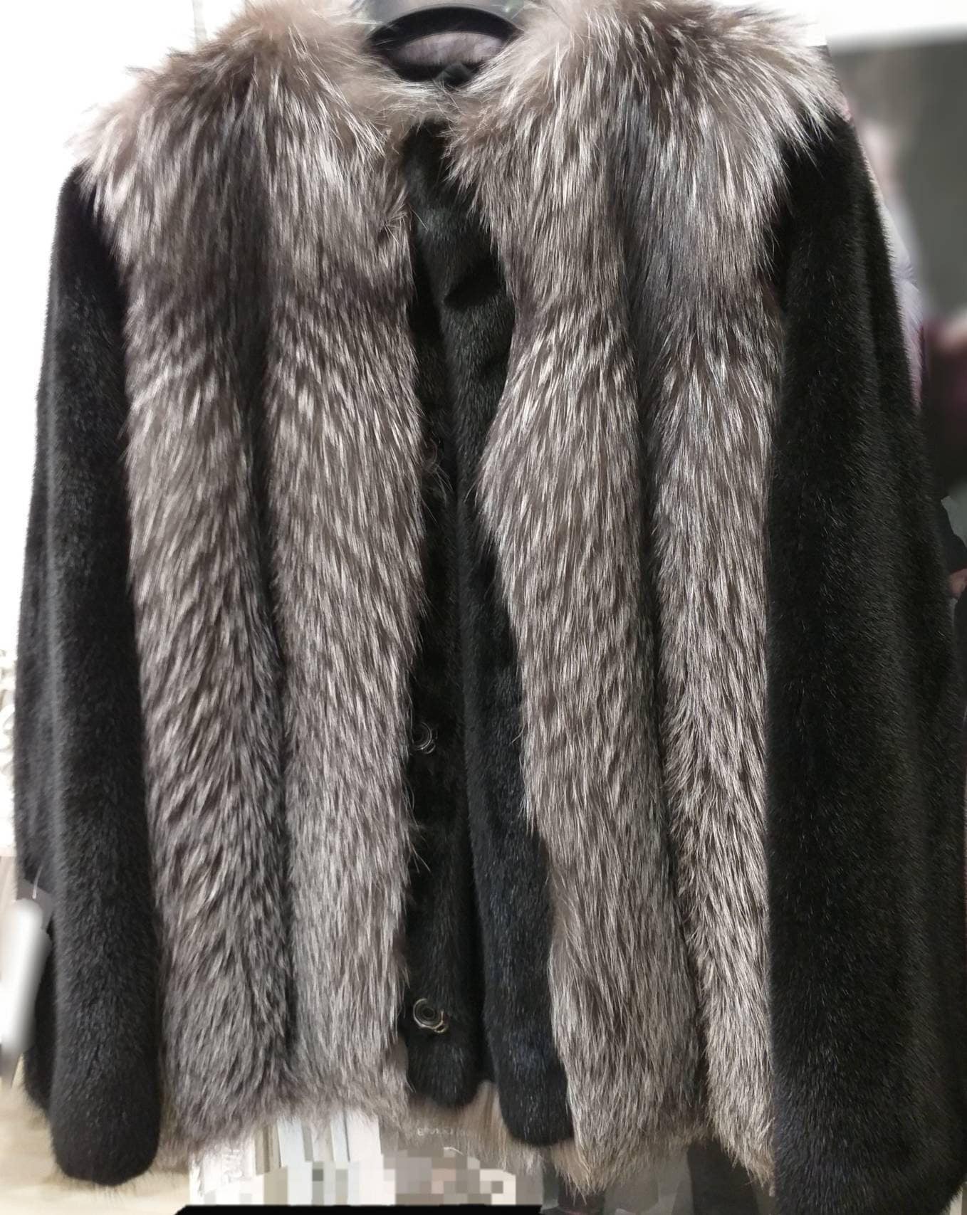 MEN'S SILVER Fox Fur with REX Fur Sleeves!Brand New Real Natural ...