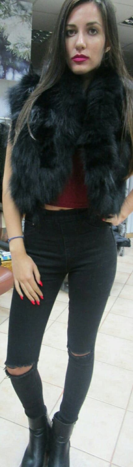 FOX FUR BOLERO Vest!Brand New Real Natural Genuine Fur!