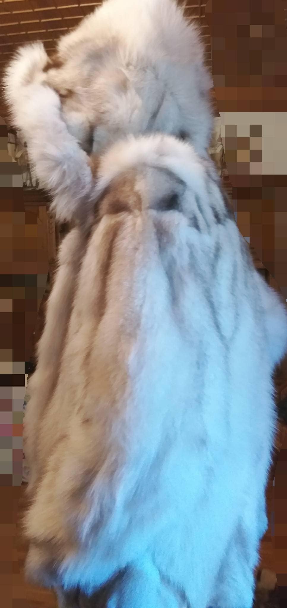 MEN'S New!Real Natural HOODED Blue Fox Fur Jacket!