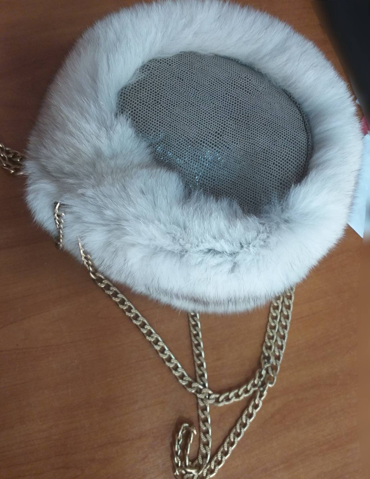 New!Real Natural Full pelt Blue FOX Fur Bag