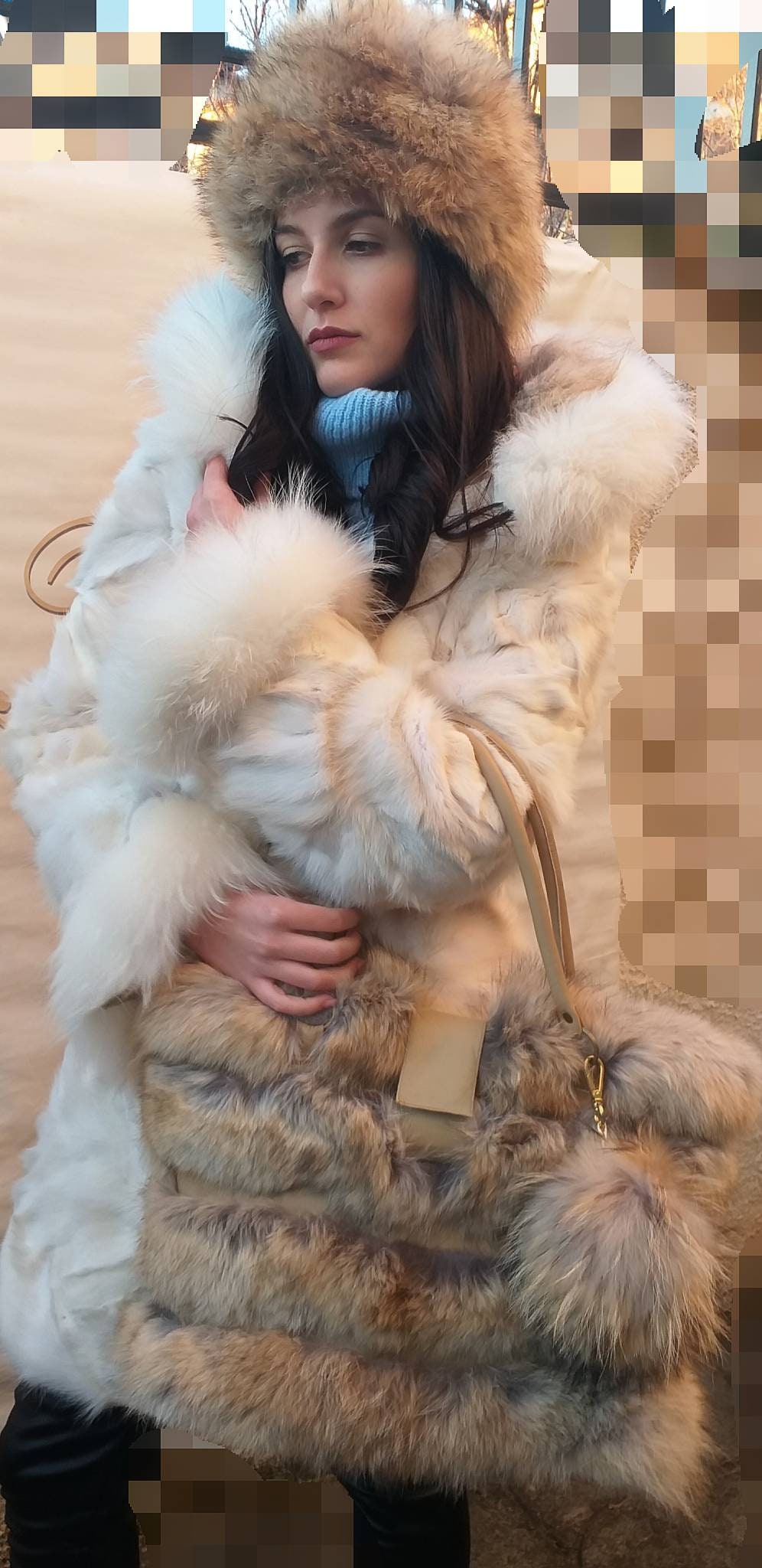 COYOTE FUR HAT!One Size!Brand New Real Natural Genuine Fur!