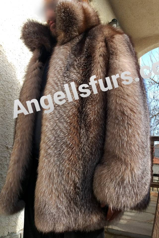 MEN'S CRYSTAL FOX Fur Coat!Order Any Color!Brand New Real Natural ...