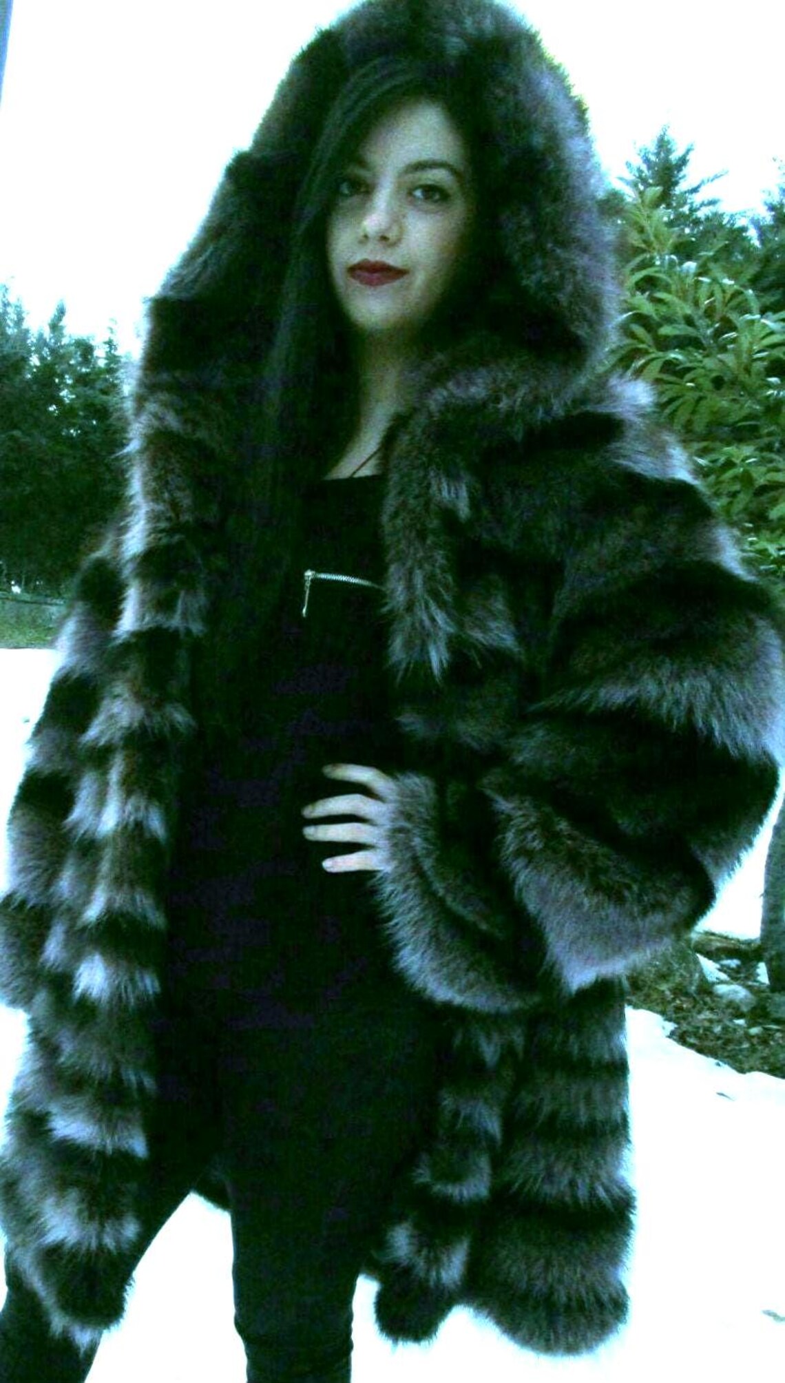 RACCOON HOODED Fur Coat!brand New Real Natural Genuine Fur! - Etsy