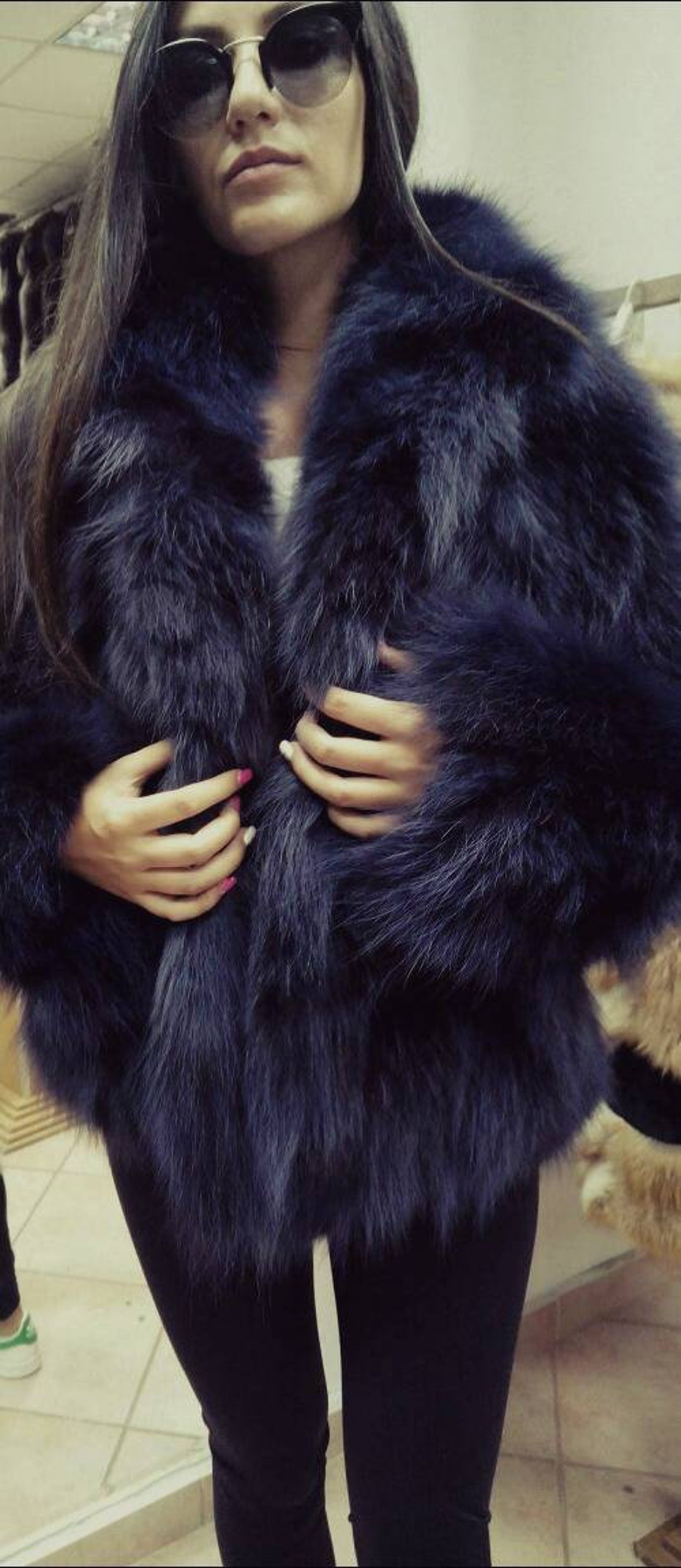 PURPLE FOX Jacket!order Your Color!brand New Real Natural Genuine Fur ...