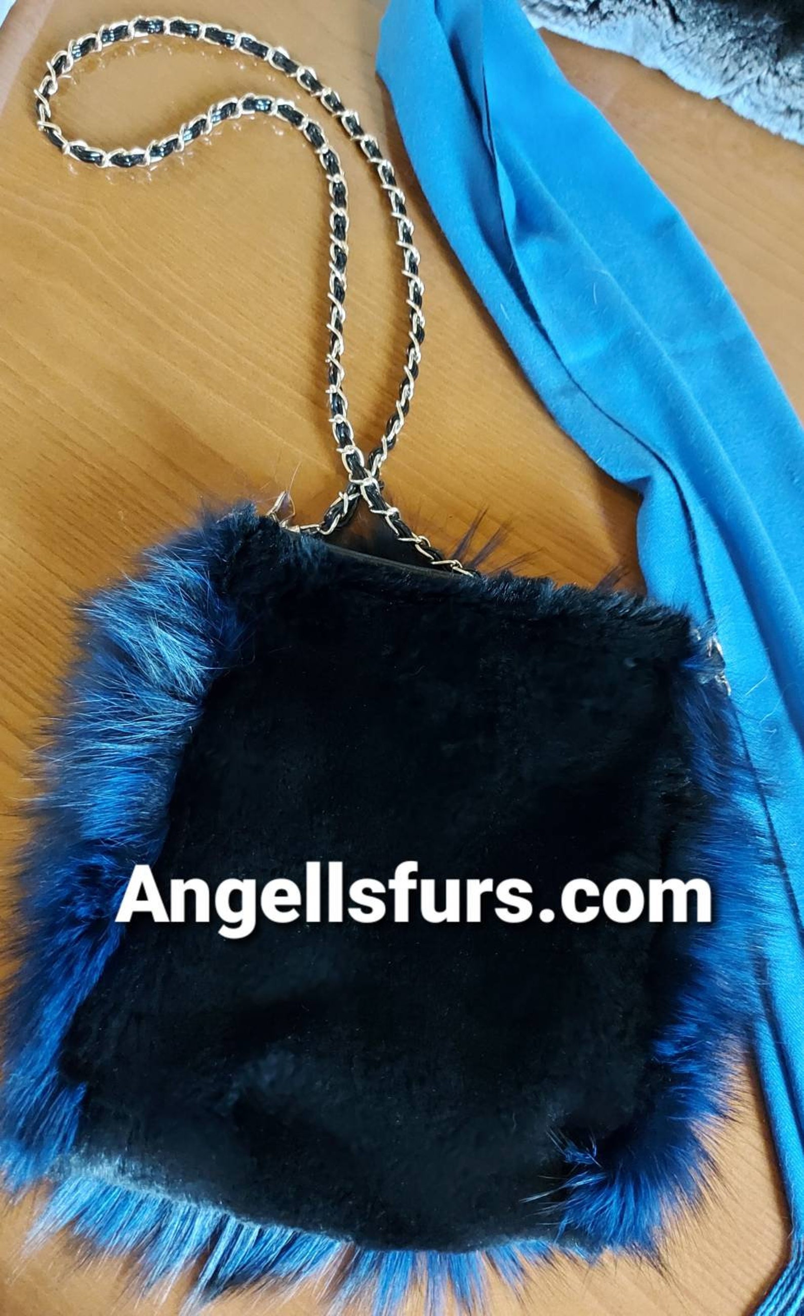 Newnaturalreal Blue Color FOX Fur Bag - Etsy