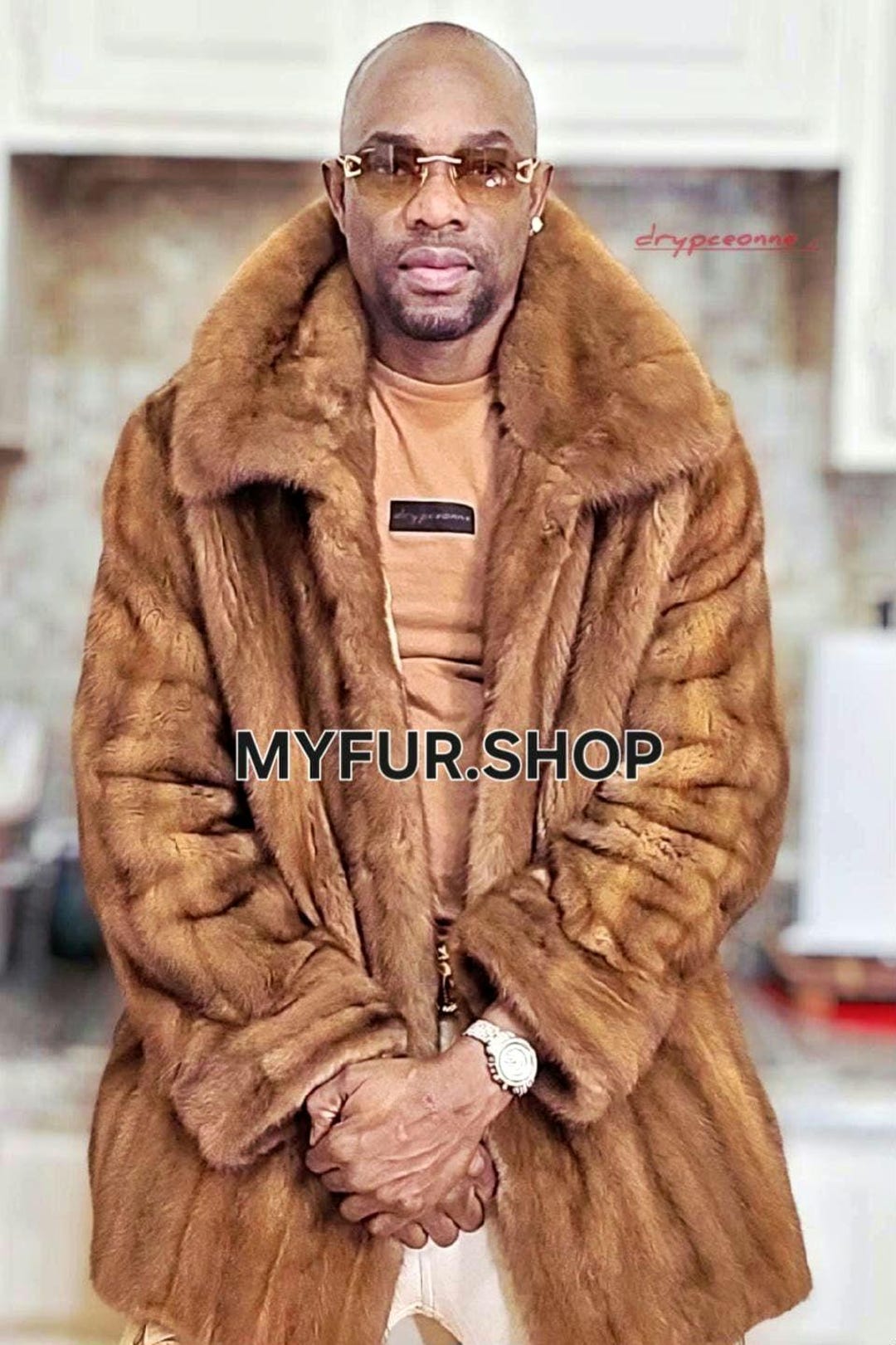 MEN'S GOLDEN MINK Fur Coat!fullpelts Brand New Real Natural Genuine Fur ...