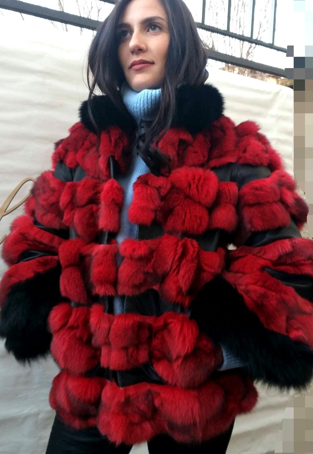 RED Colored FOX Jacket!brand New Real Natural Genuine Fur - Etsy