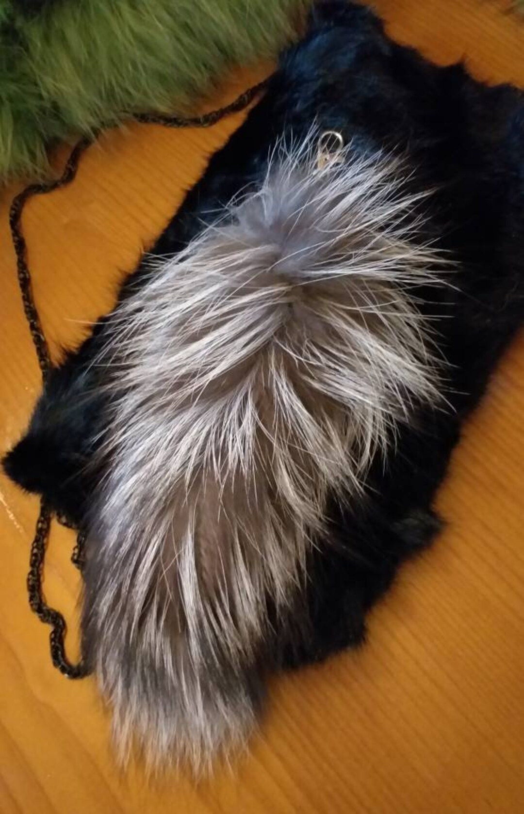 THREE FOX POM Tail-keychain in Beautiful Natural Light Silver Fox ...