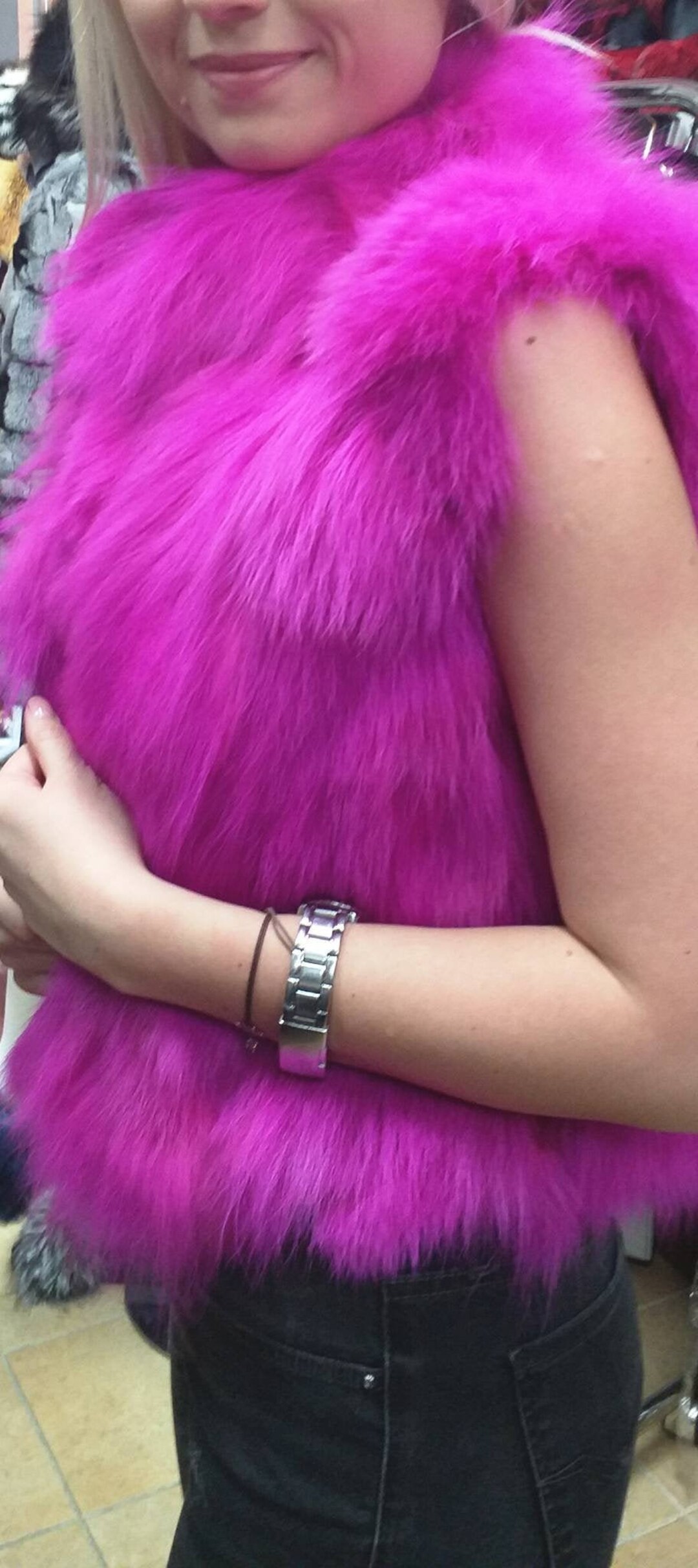 FUCHSIA FOX Short Vest!brand New Real Natural Genuine Fur! - Etsy Australia