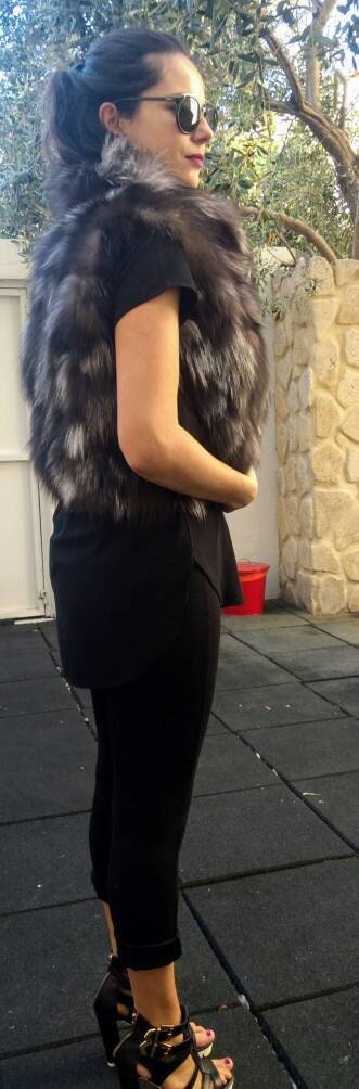 New!Real natural Silver Fox Fur BOLERO Vest