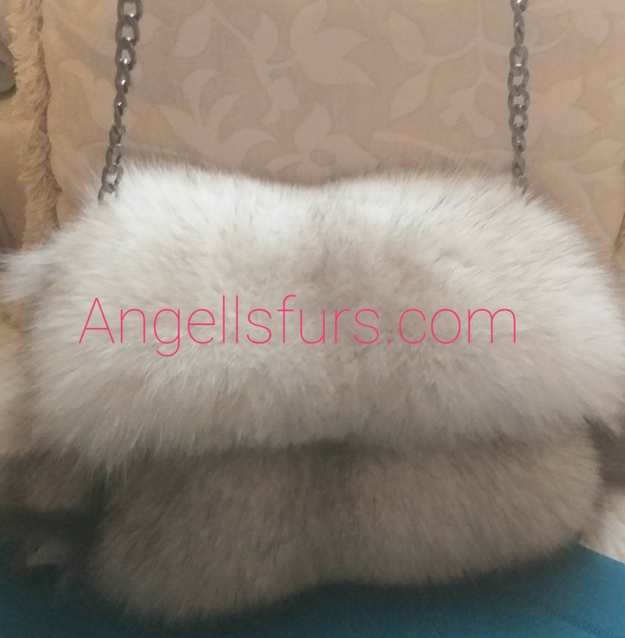 New Real NATURAL BLUE FOX Fur Beautiful Bag!