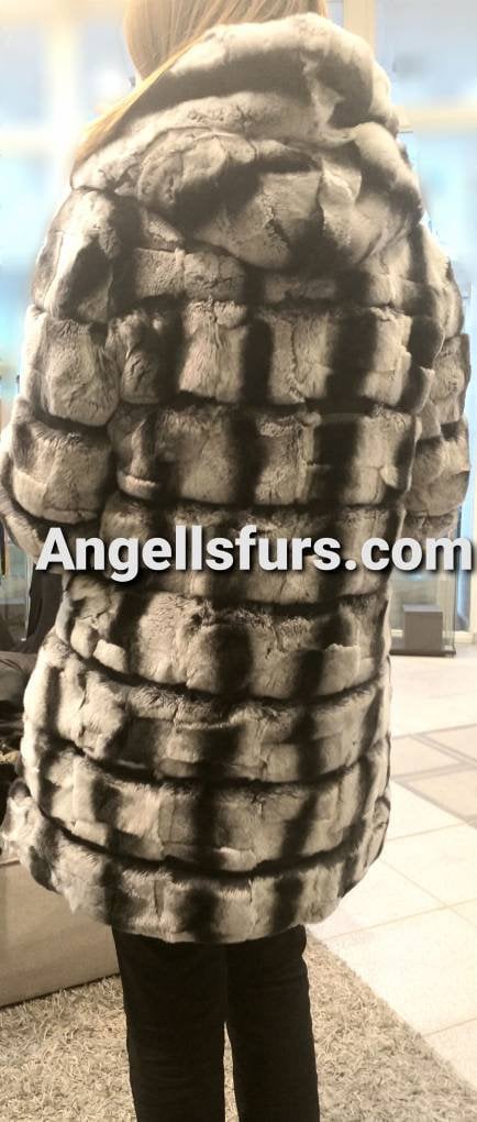 HOODED REX FUR coat!Brand New Real Natural Genuine Fur!