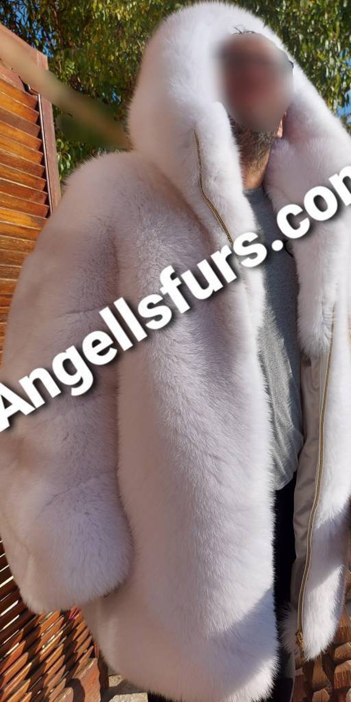 MEN'S WHITE HOODED Fox Coatfullpeltsbrand New Real - Etsy