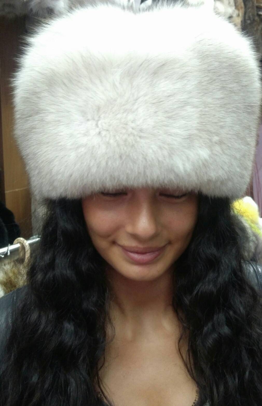 New!Natural,Real Fullskin Blue Fox Fur HAT!