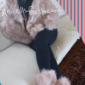 PINK HOODED FOX Fur Jacket!brand New Real Natural Genuine Fur!order Any ...