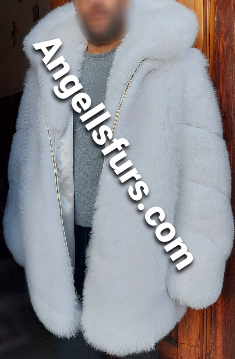 MEN'S WHITE HOODED Fox Coatfullpeltsbrand New Real - Etsy