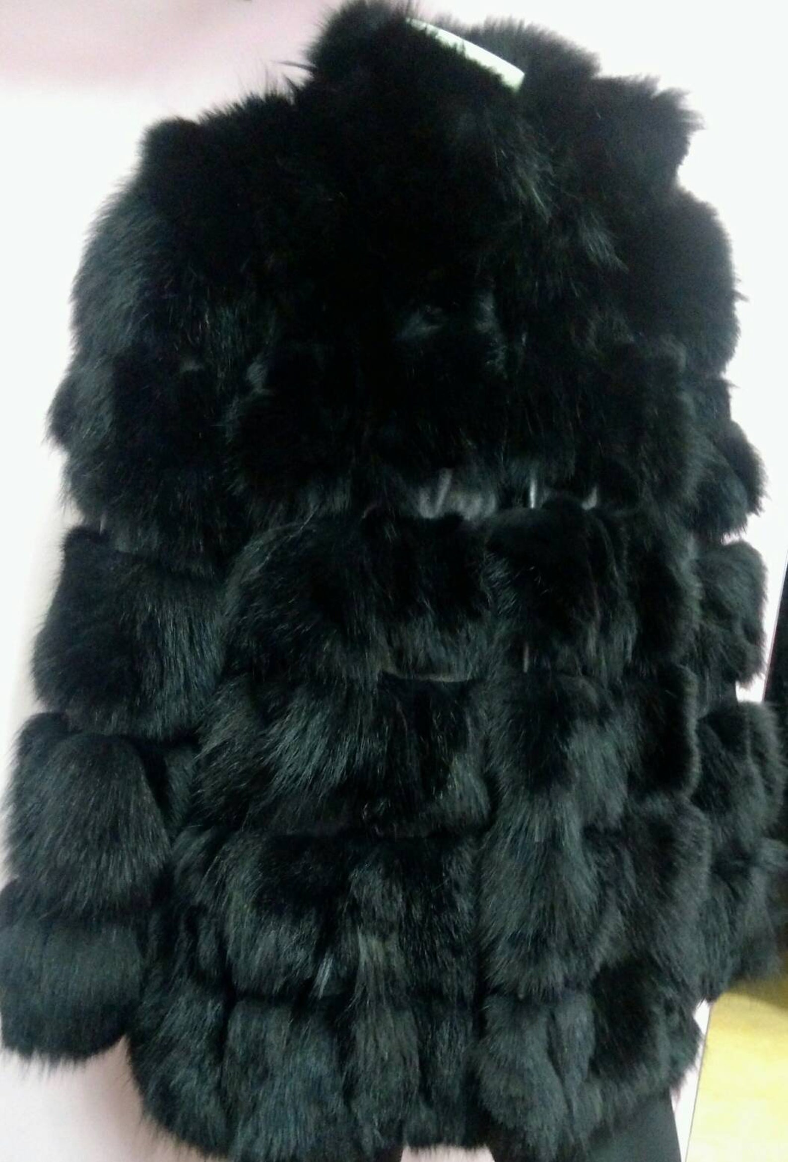 MEN'S New Real Natural Black Fox Jacket With Leather | Etsy
