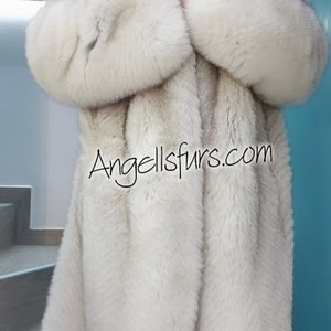 HOODED Full Length BLUE Fox Fullpelts Coat!brand New Real Natural ...