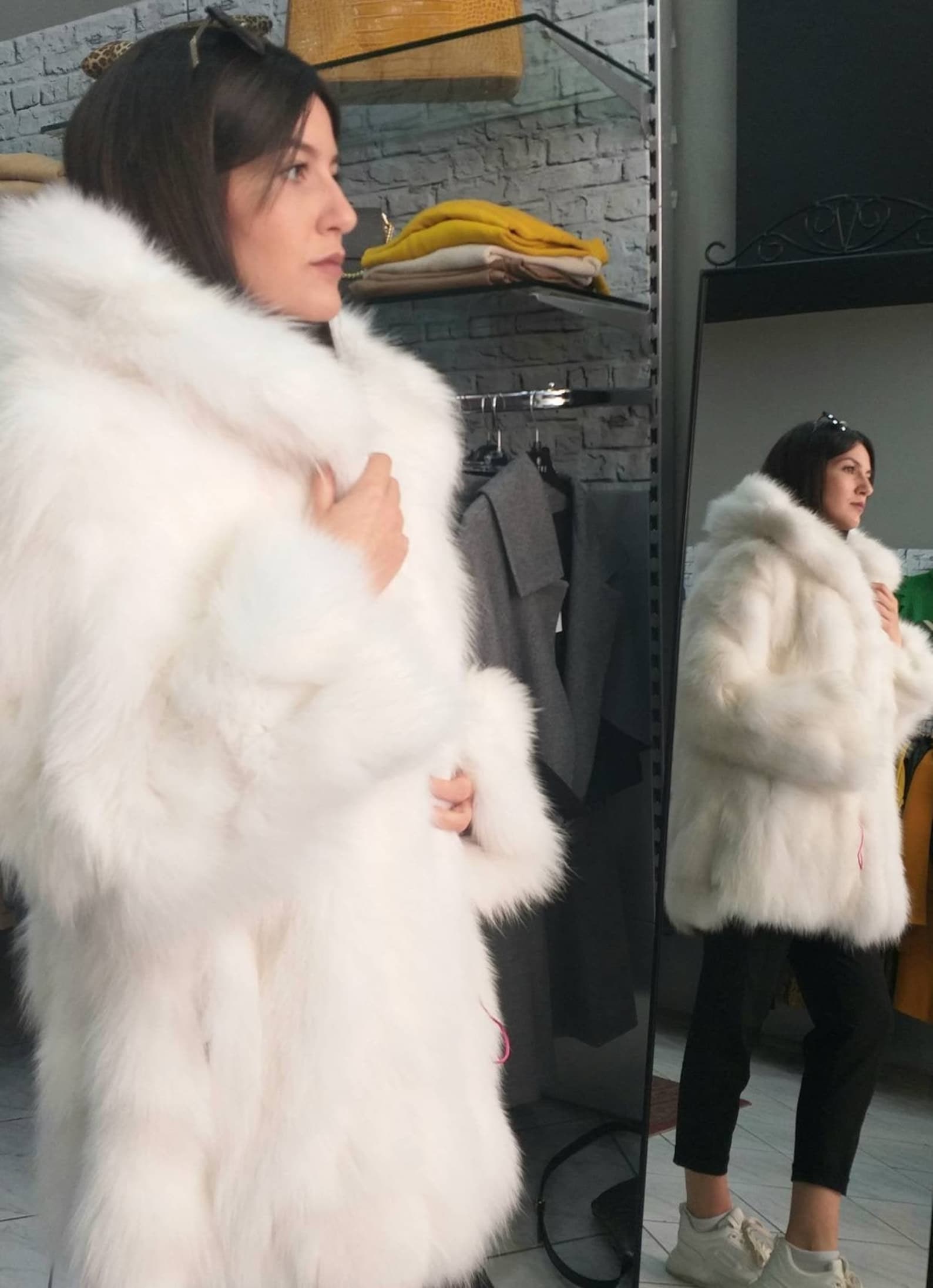 WHITE FOX HOODED Furcoat!brand New Real Natural Genuine Fur! - Etsy