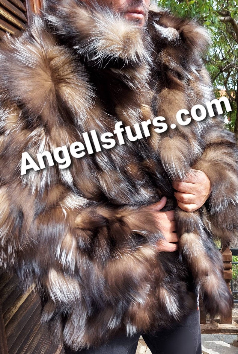 MEN'S CRYSTAL FOX Fur Jacket,video Available!brand New Real Natural ...