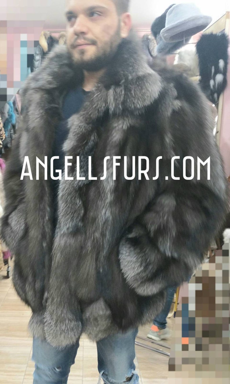 MEN'S SILVER FOX Fur Coatbrand New Real Natural Genuine - Etsy