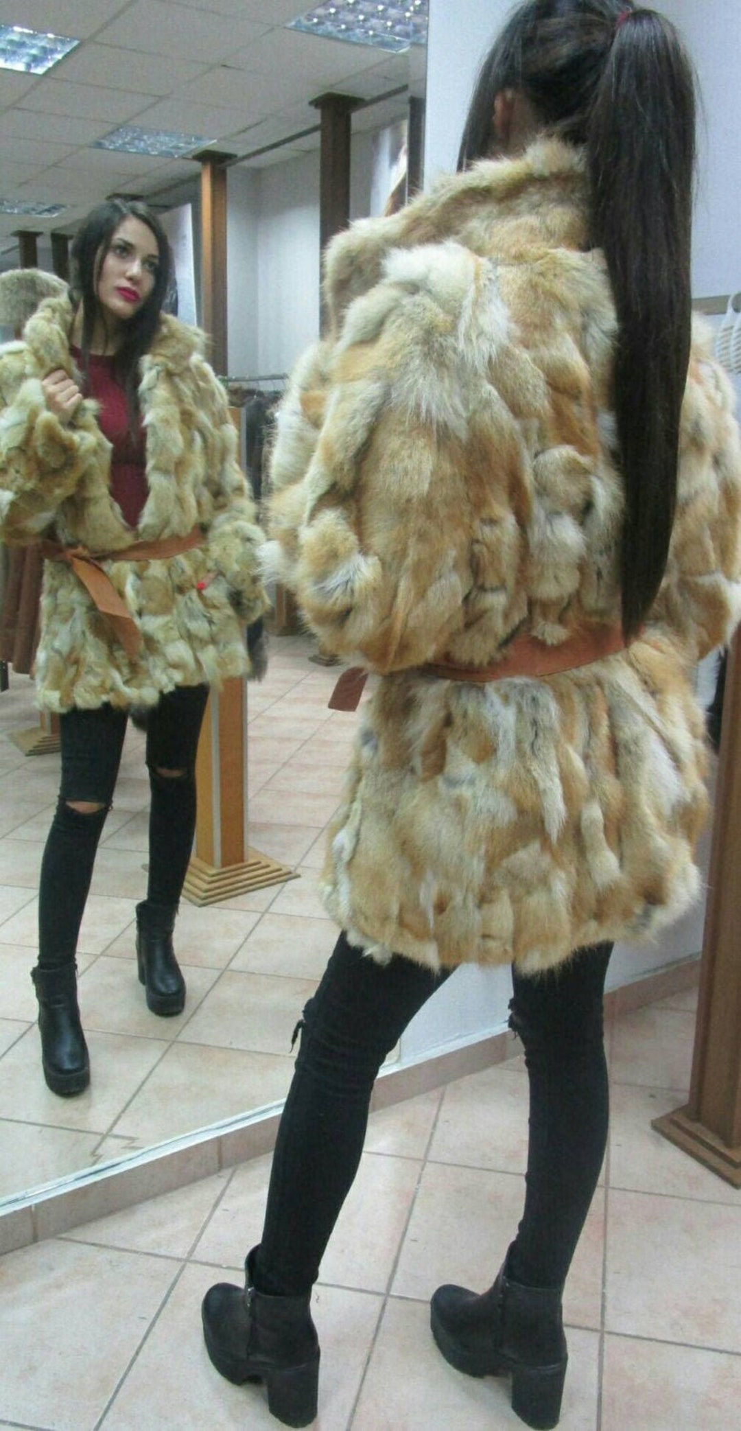 RED FOX Jacketbrand New Real Natural Genuine Fur - Etsy