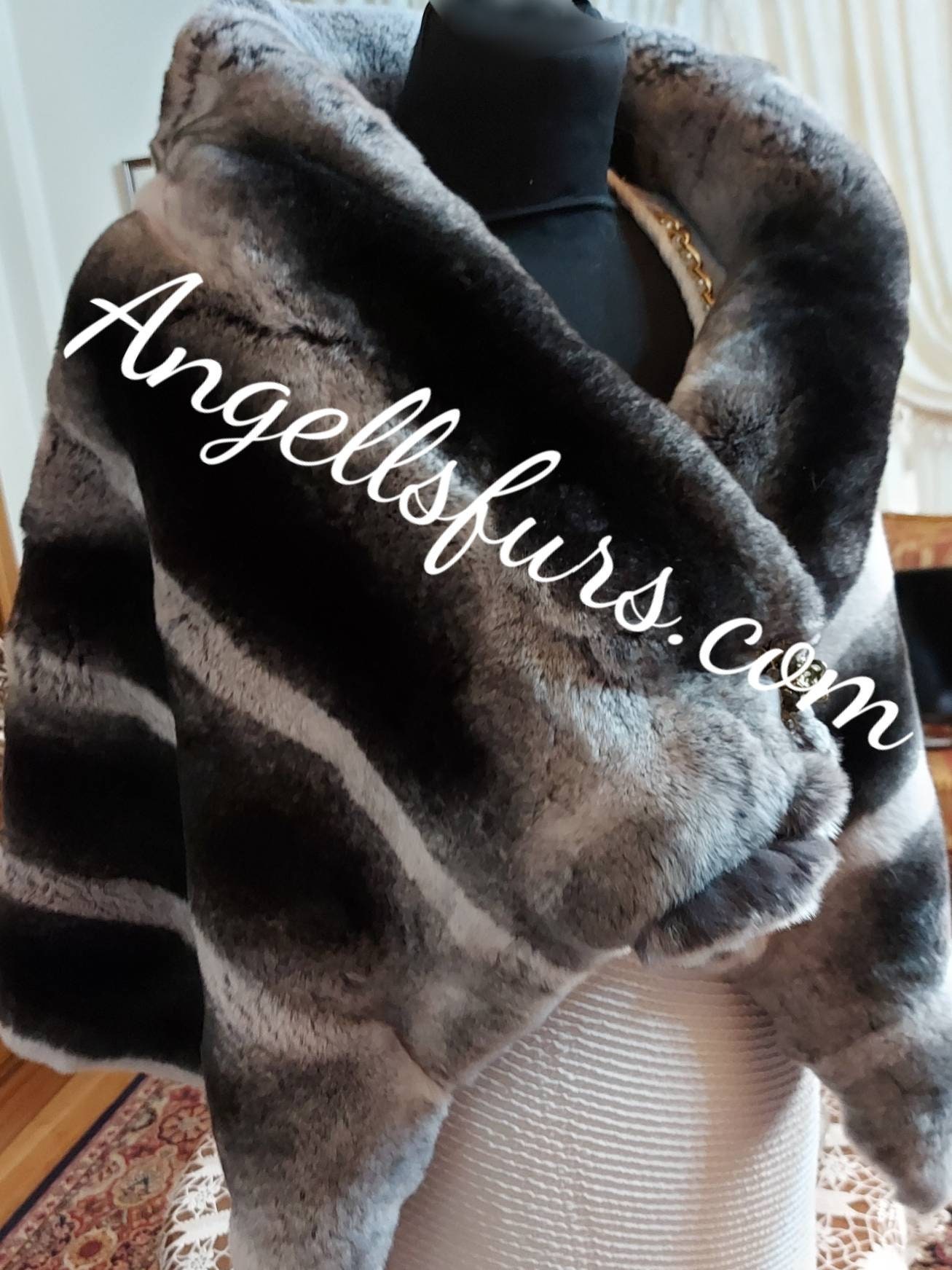 REAL FUR ETOL-Large Scarf!Rex Fur!Brand New Real Natural Genuine Fur,Unisex