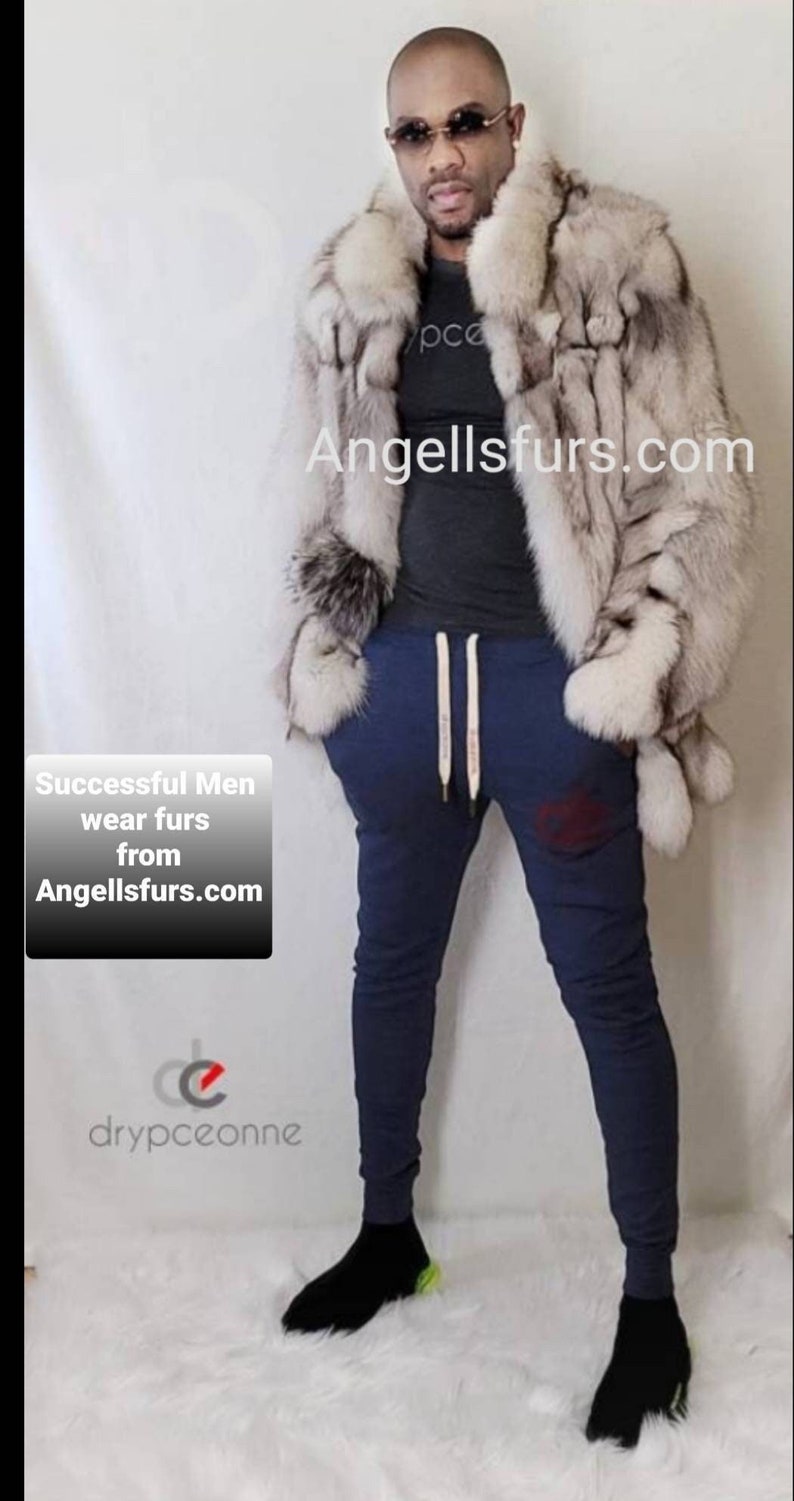 MEN'S BLUE FOX Fur Coatbrand New Real Natural Genuine - Etsy