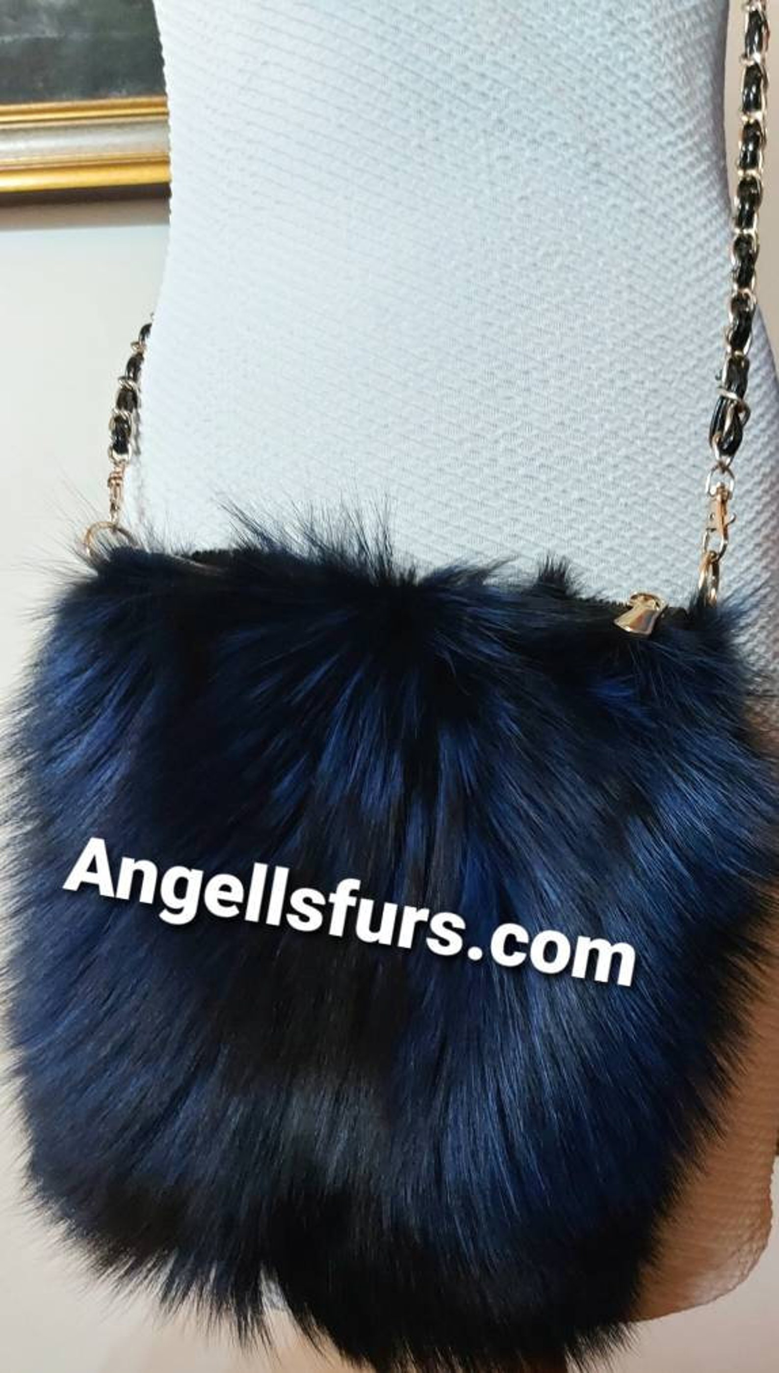 Newnaturalreal Blue Color FOX Fur Bag - Etsy