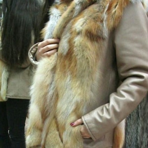 Hooded Red Fox Jacket With Leather!brand New Real Natural Genuine Fur - Etsy