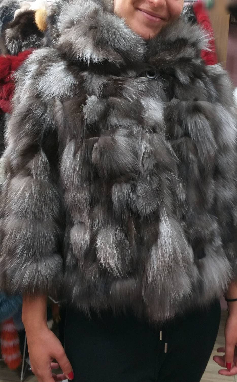 SILVER FOX FUR Short Jacket!Brand New Real Natural Genuine Fur!