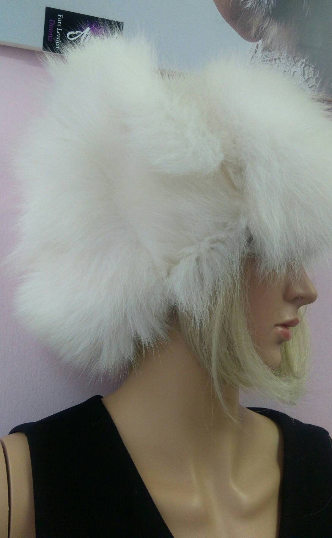 New!Natural,Real White Fox Fur HAT!!!