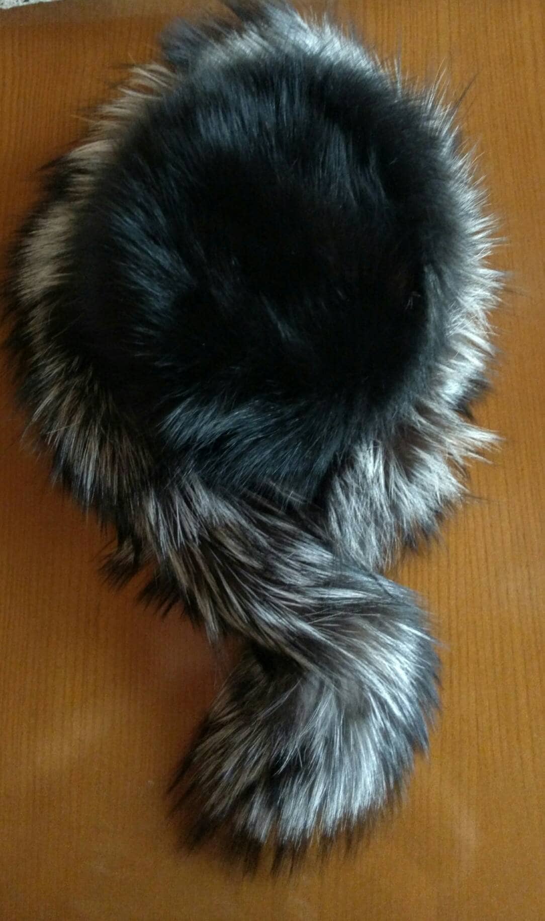 New!Natural,Real BLACK Fox hat and SILVER Fox trim!