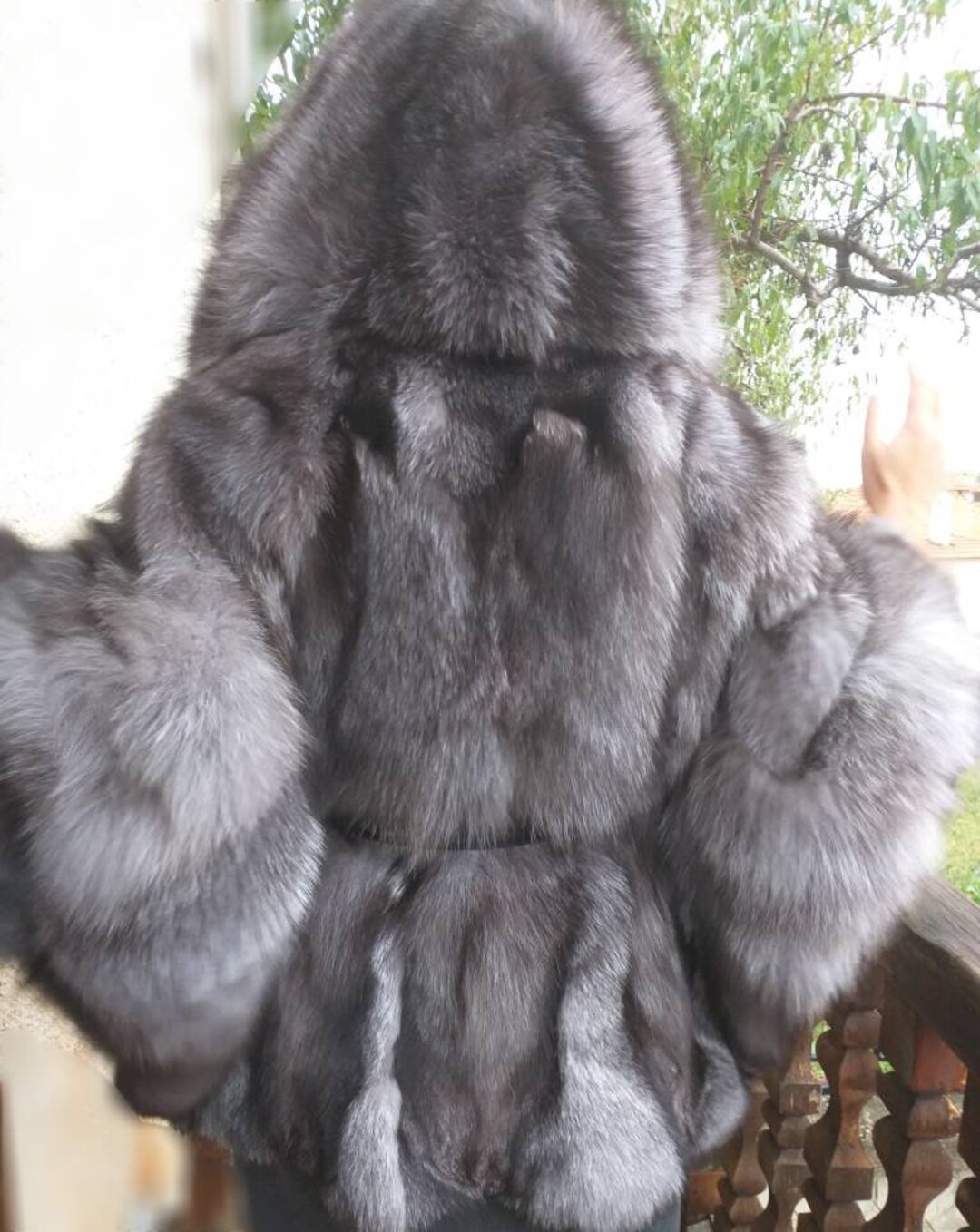 HOODED SILVER FOX Fur Cape!brand New Real Natural Genuine Fur! - Etsy