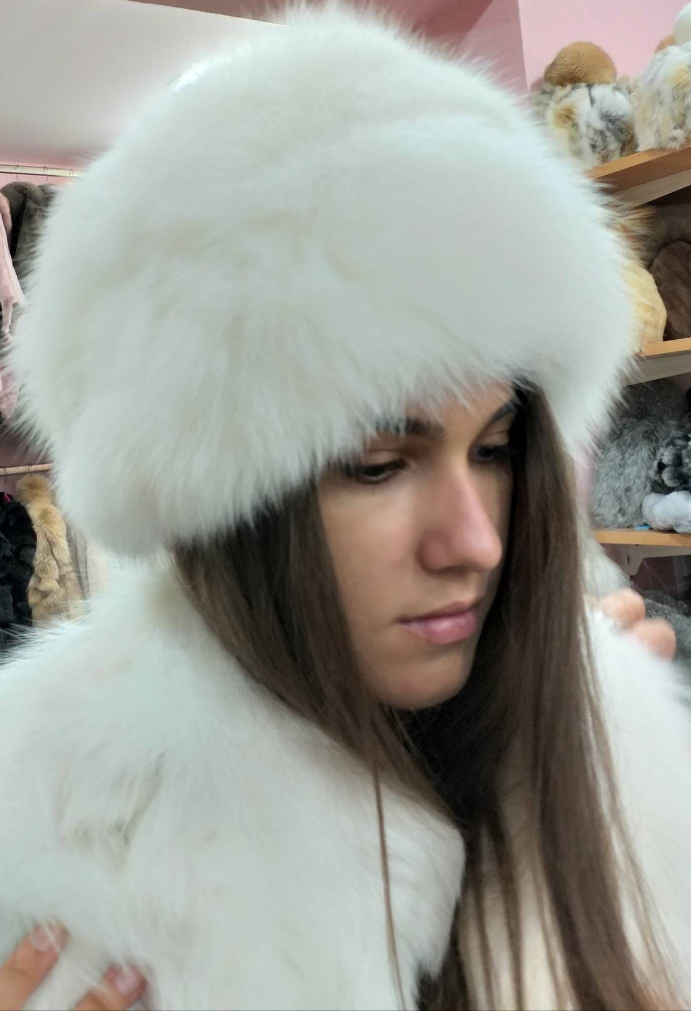 WHITE FOX HAT!Brand New Real Natural Genuine Fur!