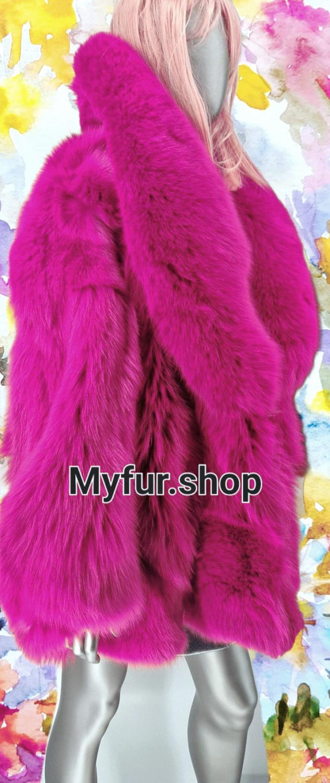 FUCHSIA Color FOX FUR Coat!brand New Real Natural Genuine Fur! - Etsy