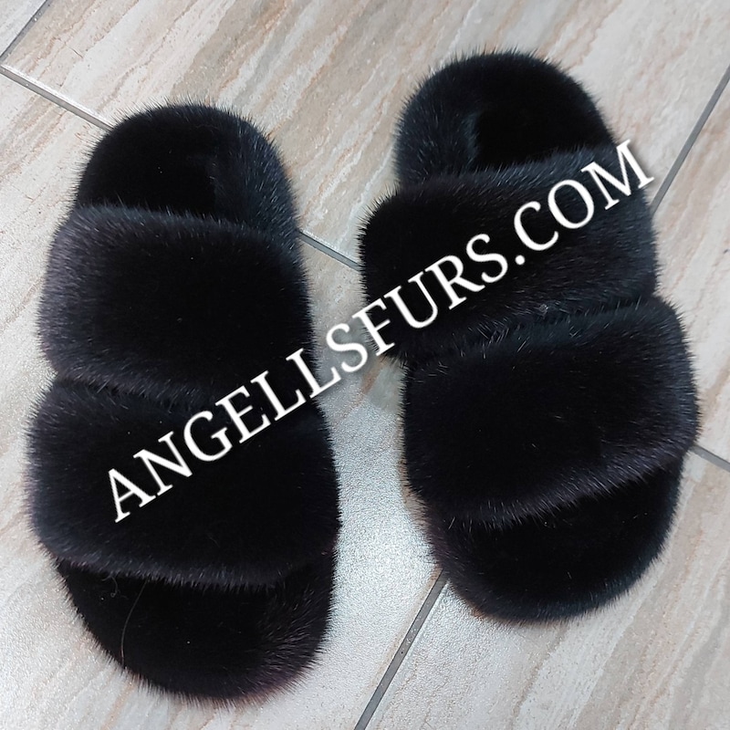 Mink Fur Slides - Etsy