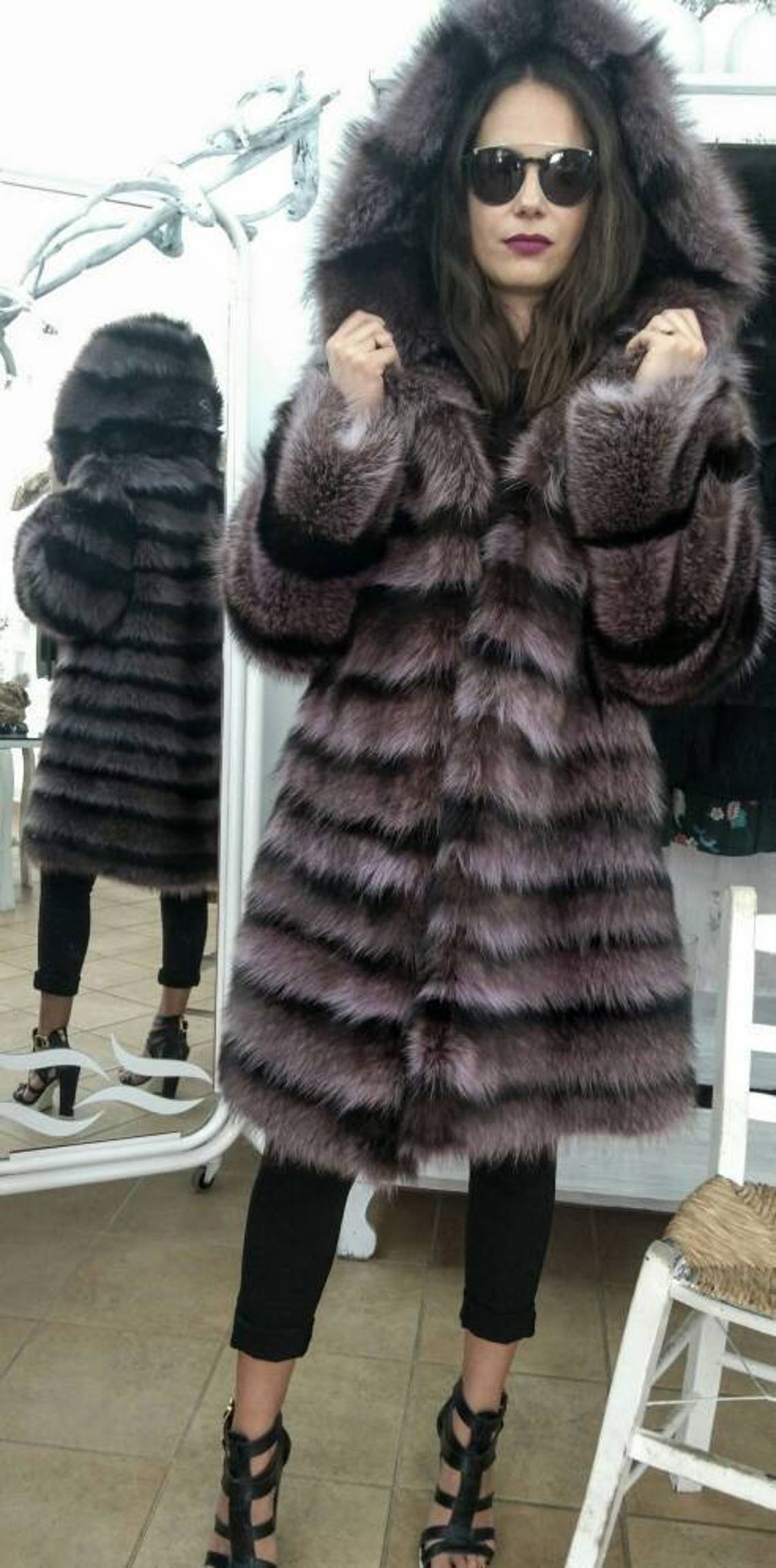 RACCOON HOODED FUR Coat!brand New Real Natural Genuine Fur! - Etsy