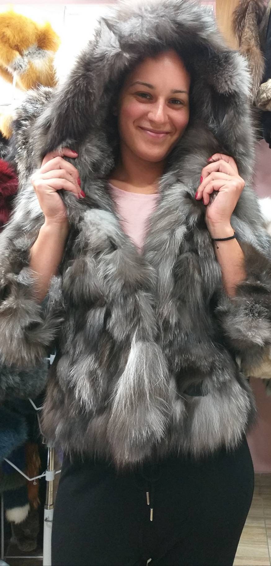 NEW!Natural Real Silver FOX FUR Bolero!