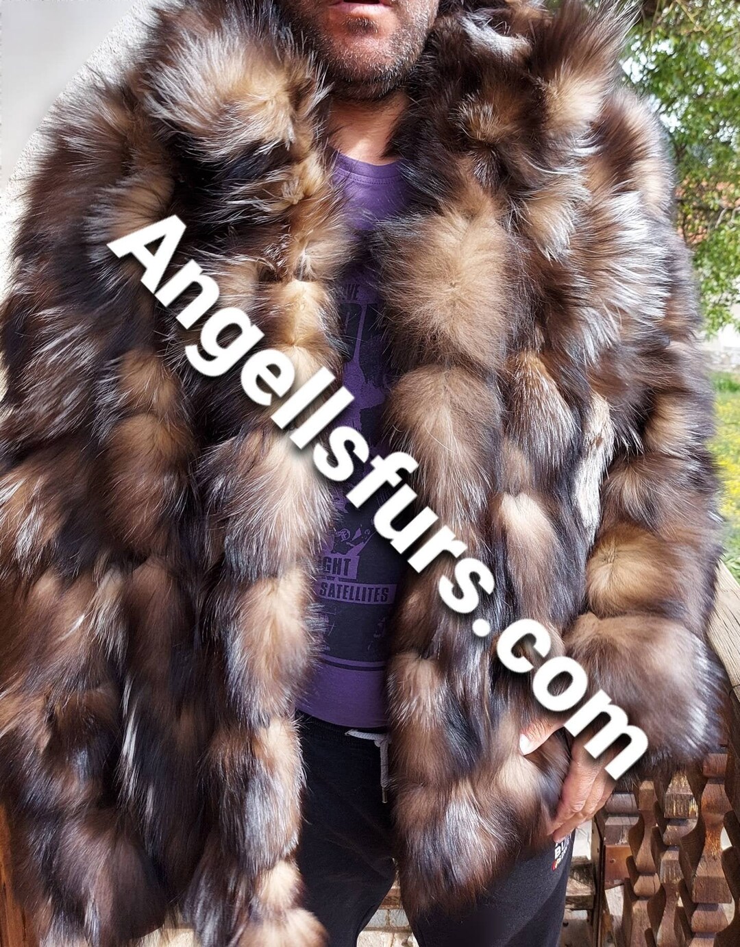 MEN'S CRYSTAL FOX Fur Jacket,video Available!brand New Real Natural ...