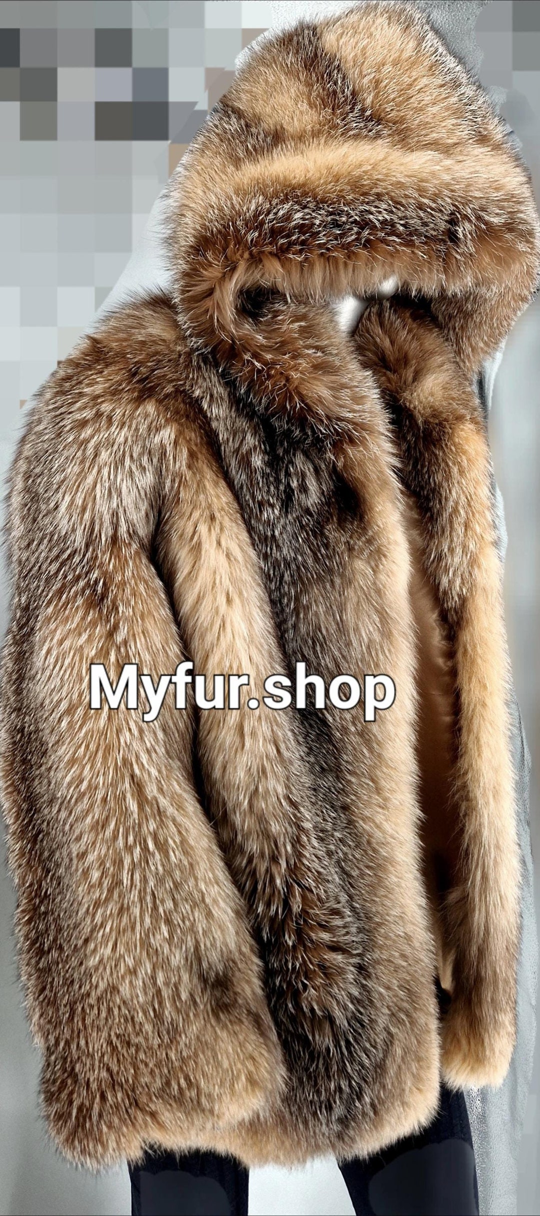 MEN'S HOODED CRYSTAL Fox Jacket!brand New Real Natural Genuine Fur! - Etsy