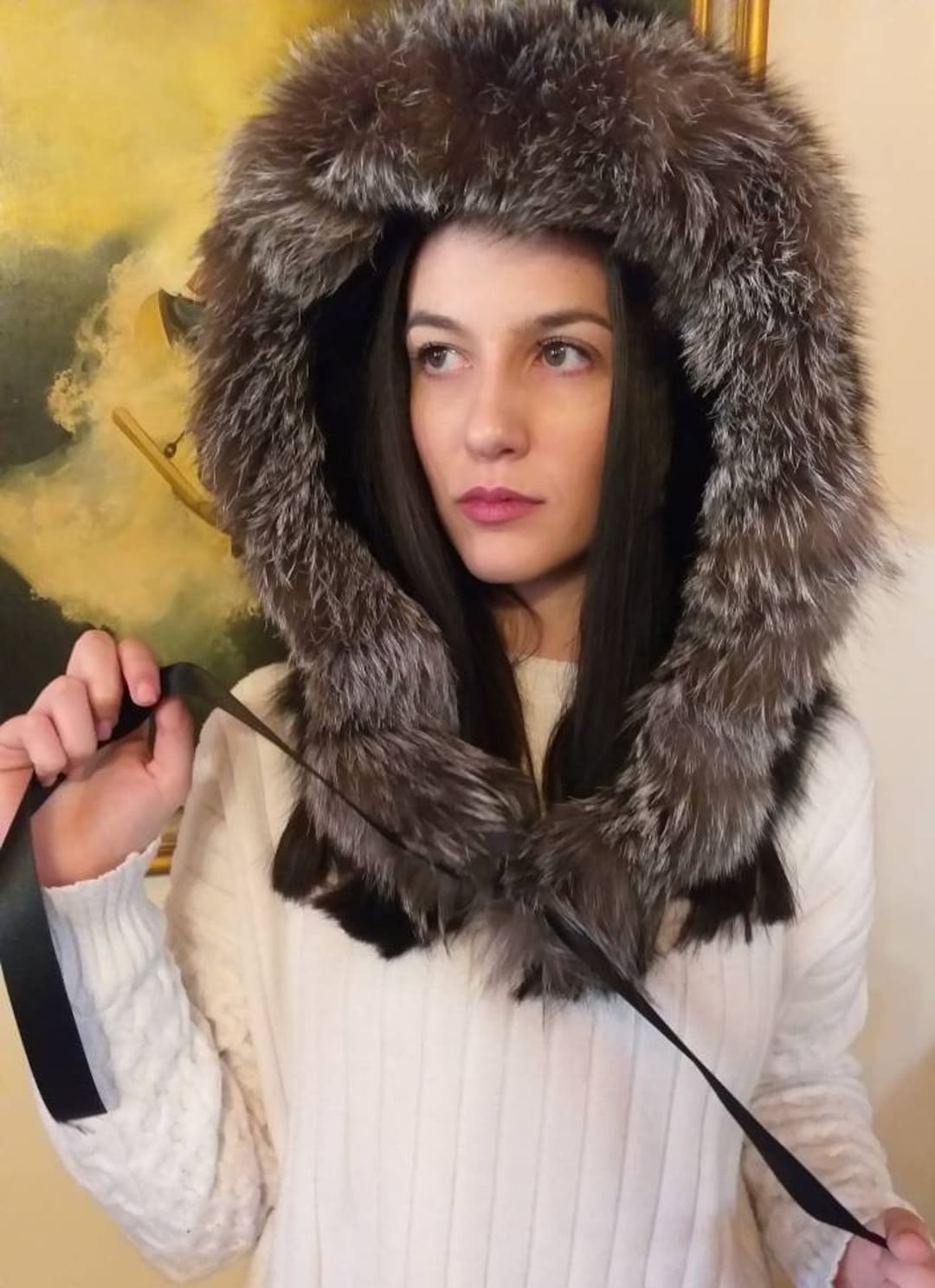 BLACK FOX HOOD With Silver Fox Trimorder Any Colorbrand New Real ...