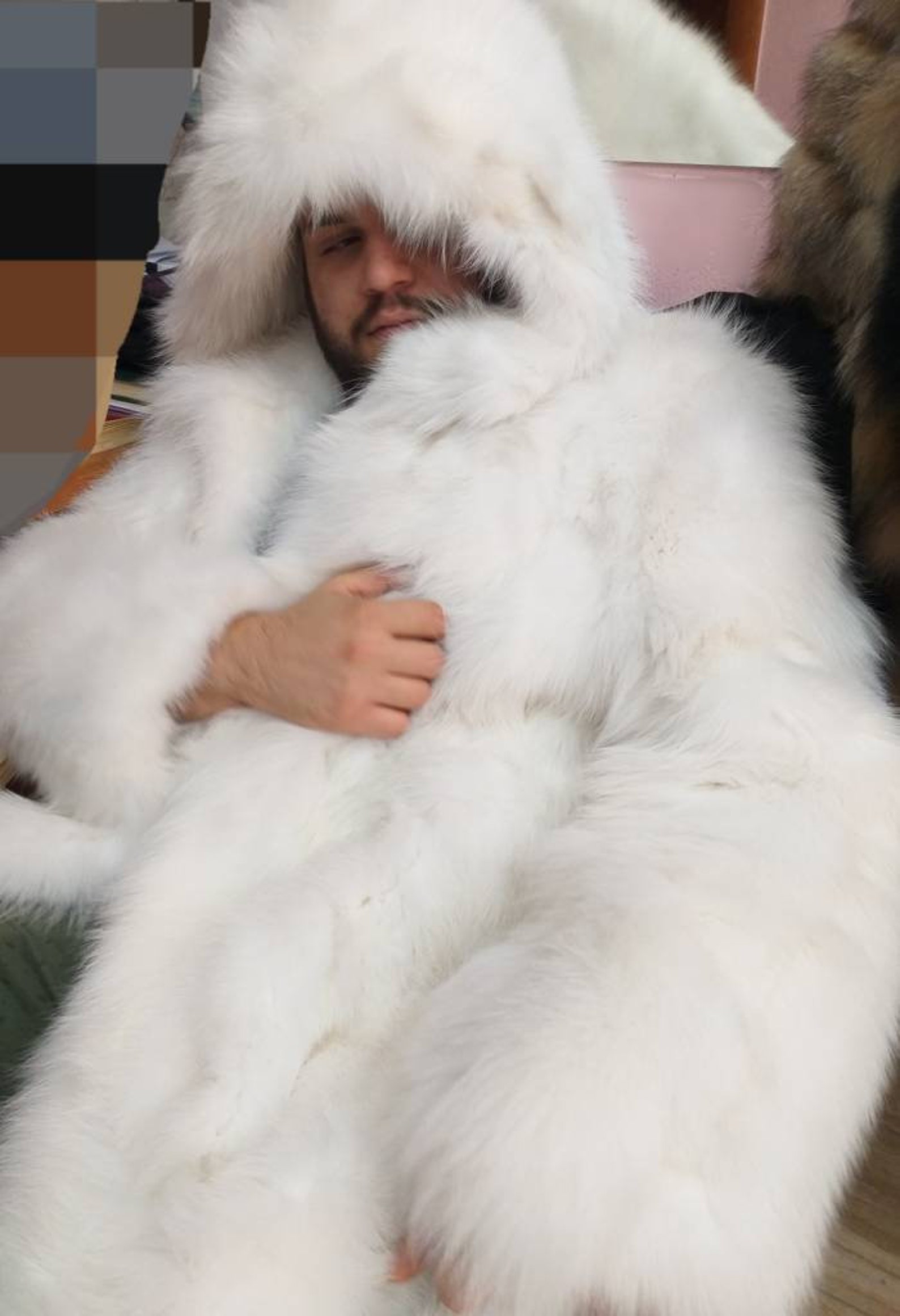 MEN'S WHITE FOX Long Hooded Fur Coatbrand New Real - Etsy
