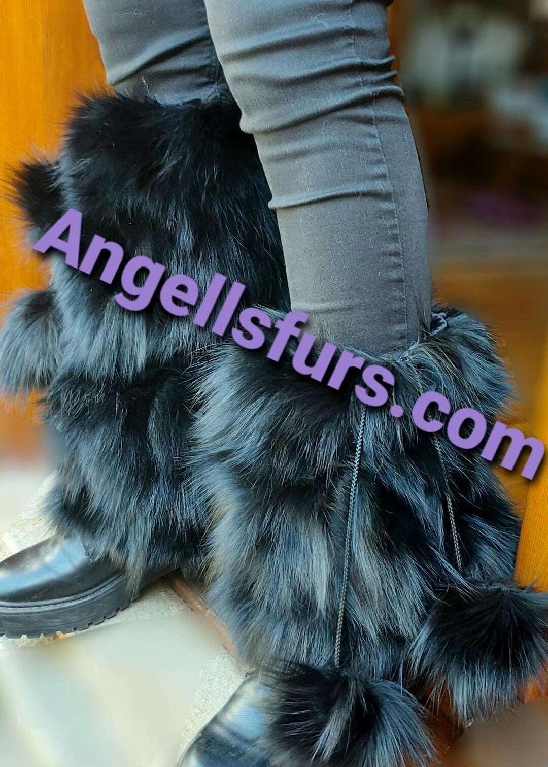 Black FOX LEG Warmers!order Any Color!brand New Real Natural Genuine ...