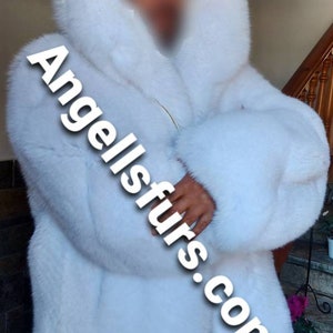 MEN'S WHITE HOODED Fox Coat!fullpelts!brand New Real Natural Genuine ...