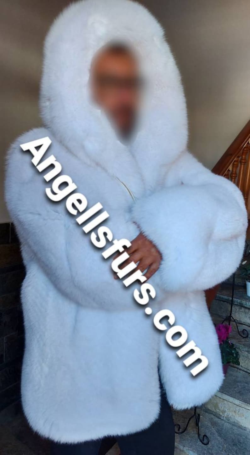 MEN'S WHITE HOODED Fox Coatfullpeltsbrand New Real - Etsy